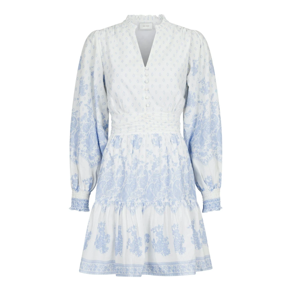 Hvit Border Kjole med Puff Ermer | Neo Noir | Korte kjoler | Miinto.no