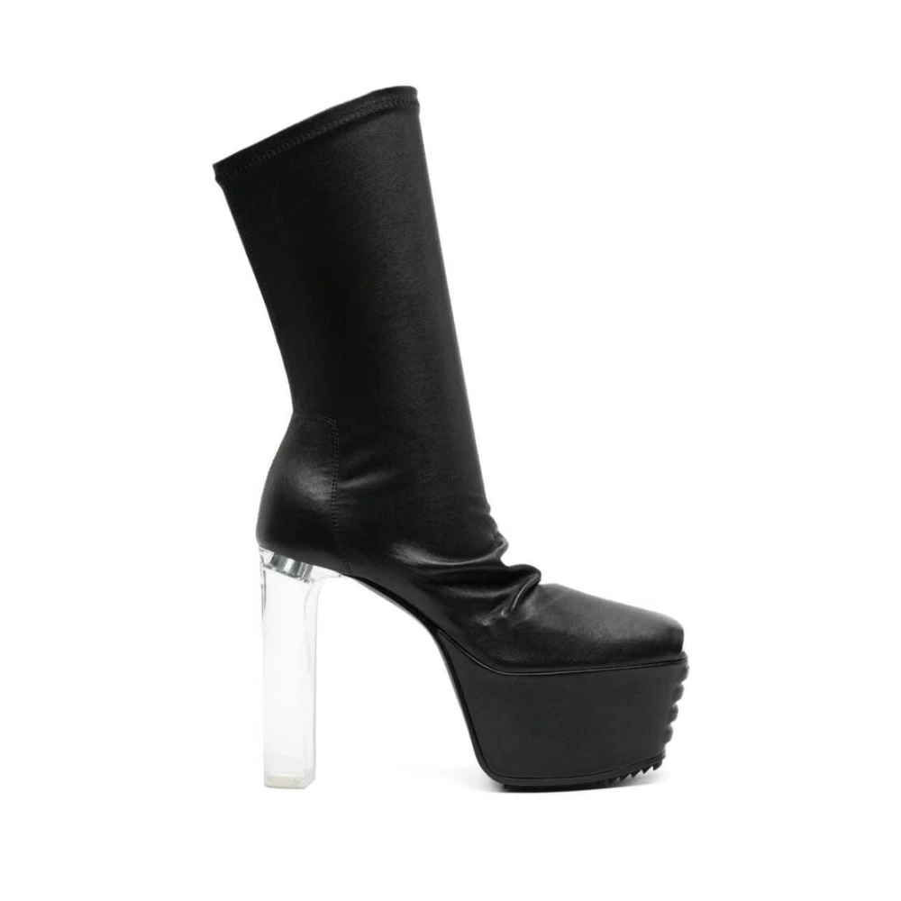 Sort læder peep toe mid-calf hæle | Rick Owens | Dame | Miinto.dk