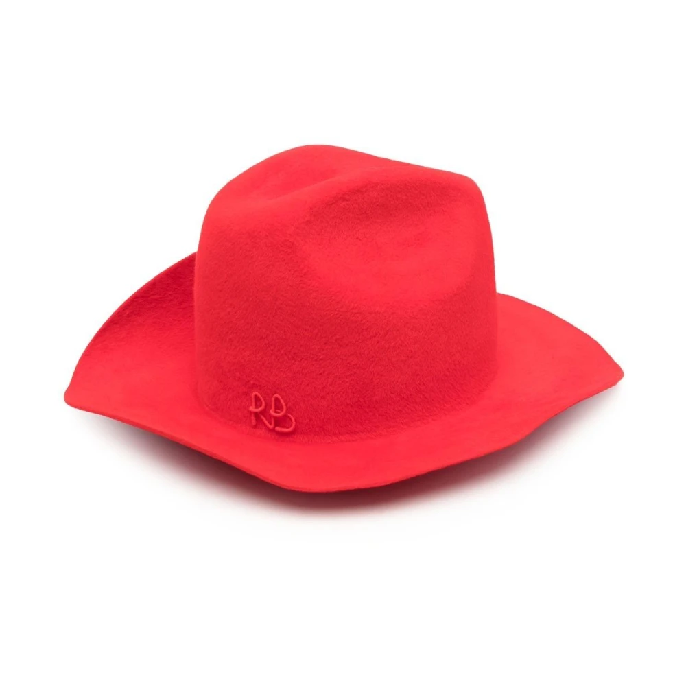 Rød Filt Fedora Hatt med Brodert Logo | Ruslan Baginskiy | Dame | Miinto.no