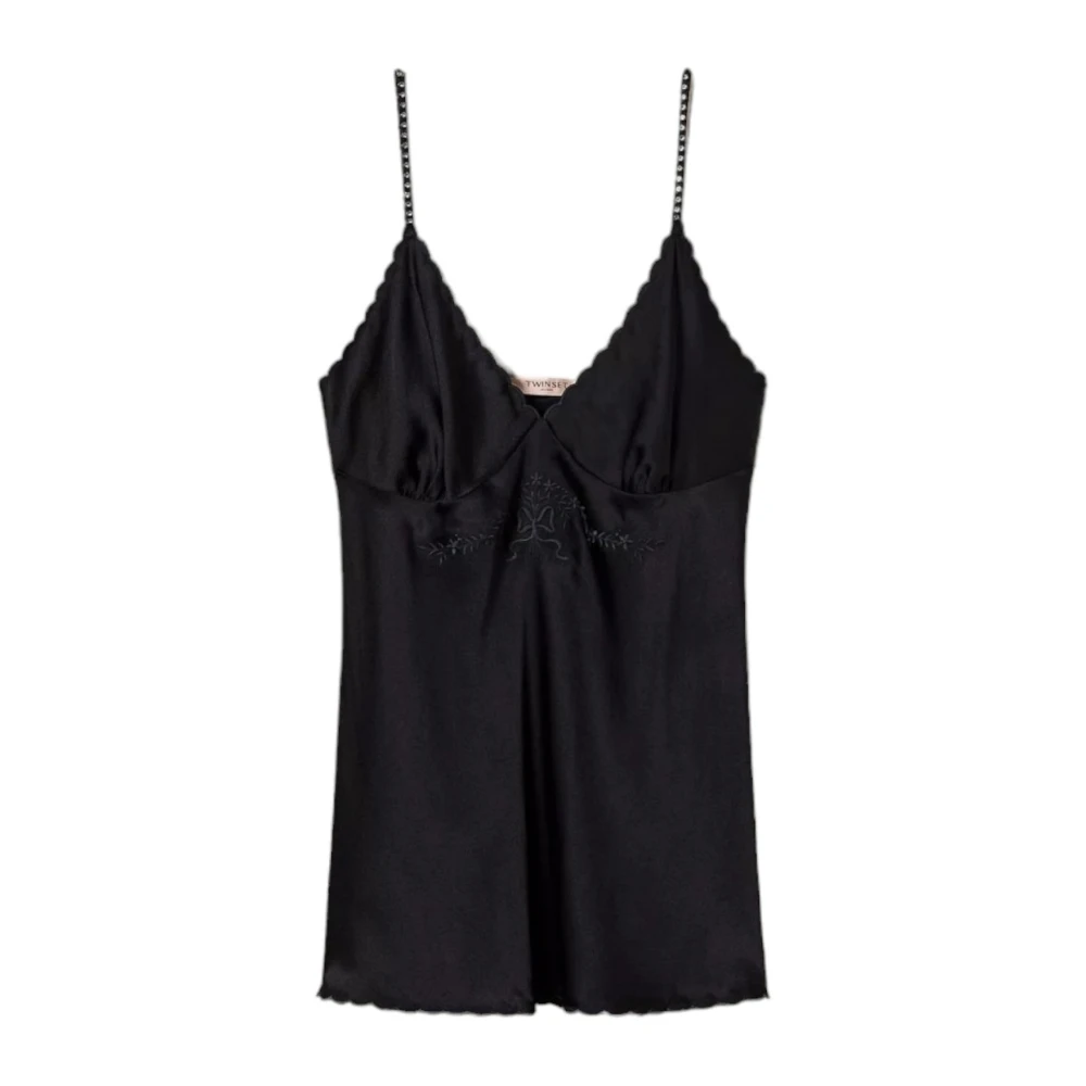 Svart blommig V-ringad topp | Twinset | Linnen | Miinto.se