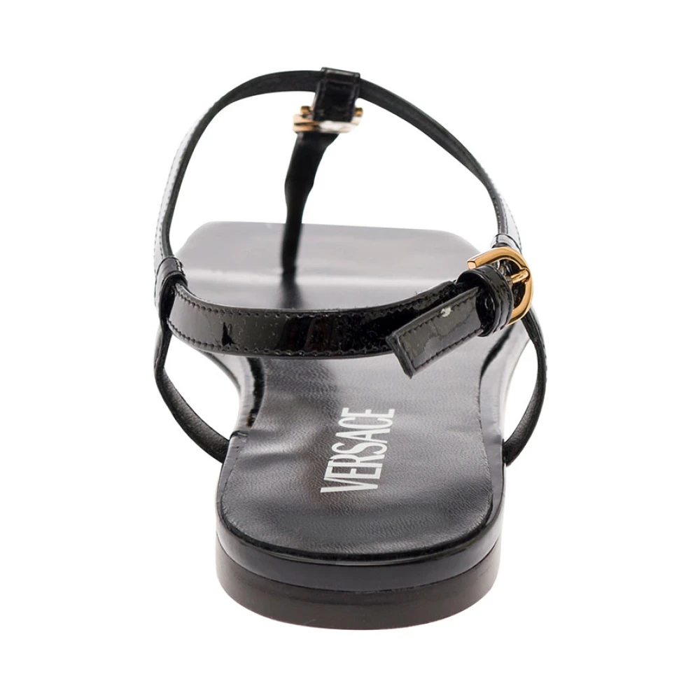 Versace Zwarte Sandalen met Slangenprint Leer Black Dames - Schoenen.nl