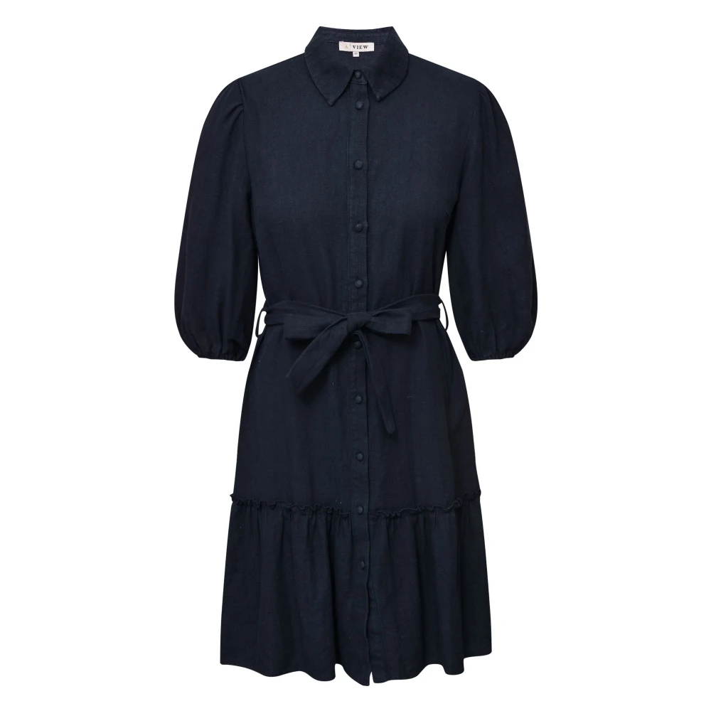 Marineblå Lin Kjole | A-View | Skjortekjoler | Miinto.no