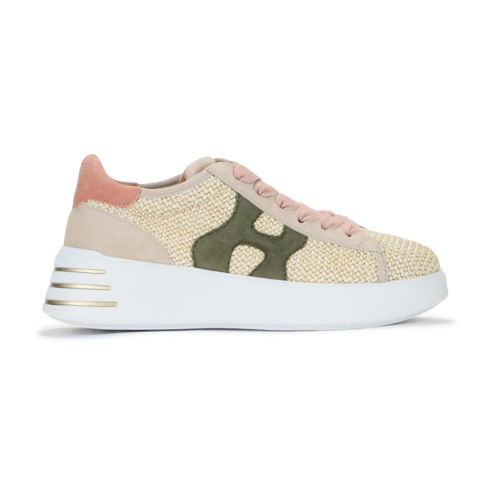 Beige och Grön Rafia Sneakers - Rebel Kollektion | Hogan | Sneakers ...