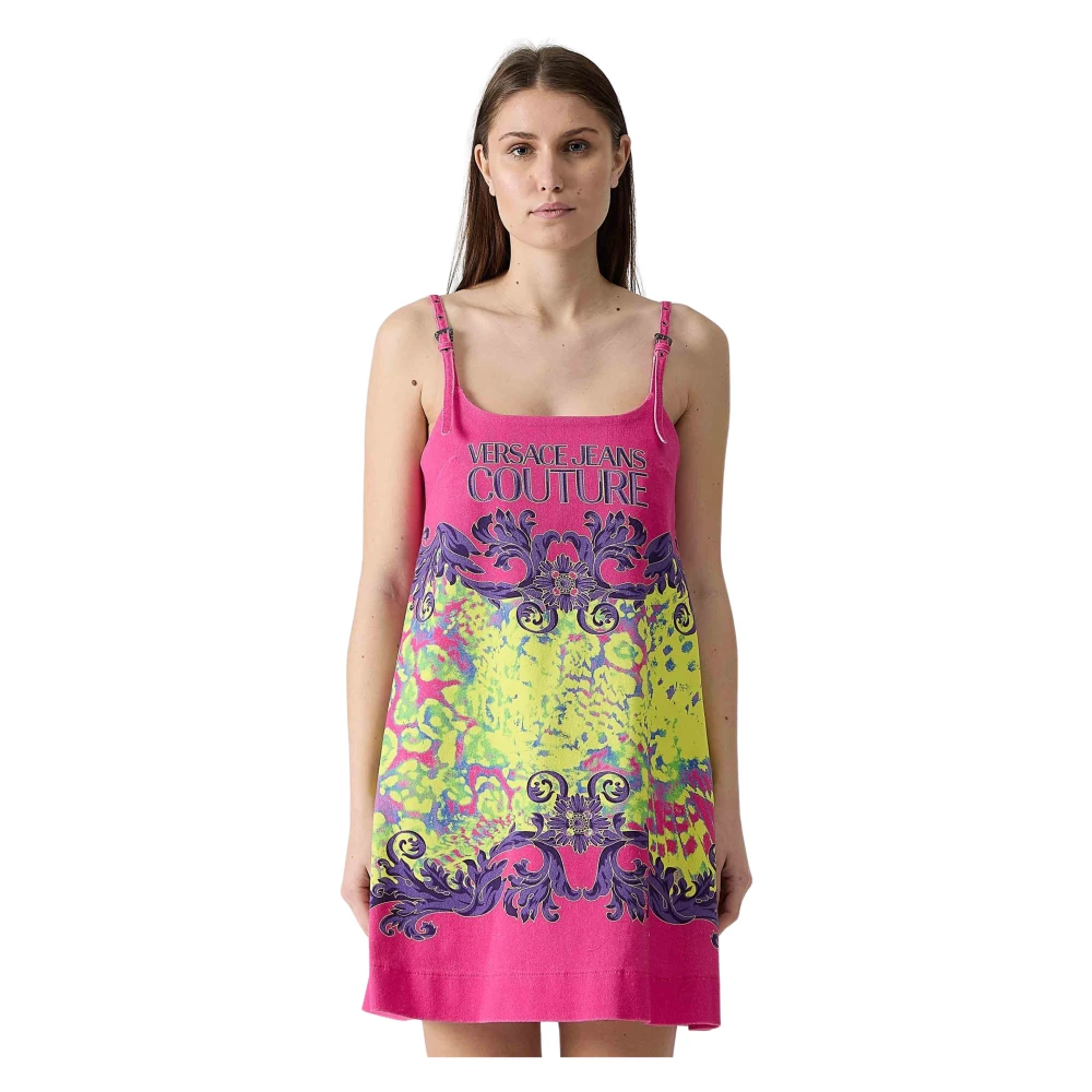 Kort mønstret kjole med logo | Versace Jeans Couture | Korte Kjoler ...