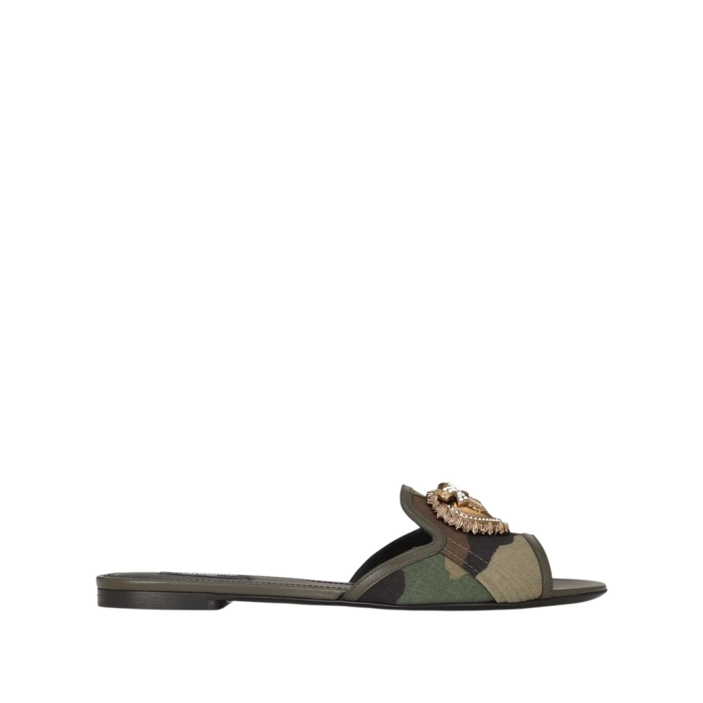 Army Green Camouflage Heart Slide Sandaler | Dolce & Gabbana | Flip ...