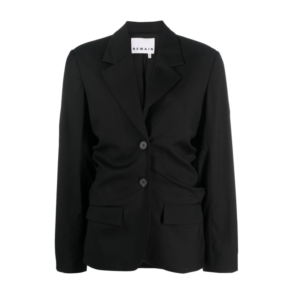 Black Draped Blazer with Button Closure | Remain Birger Christensen ...