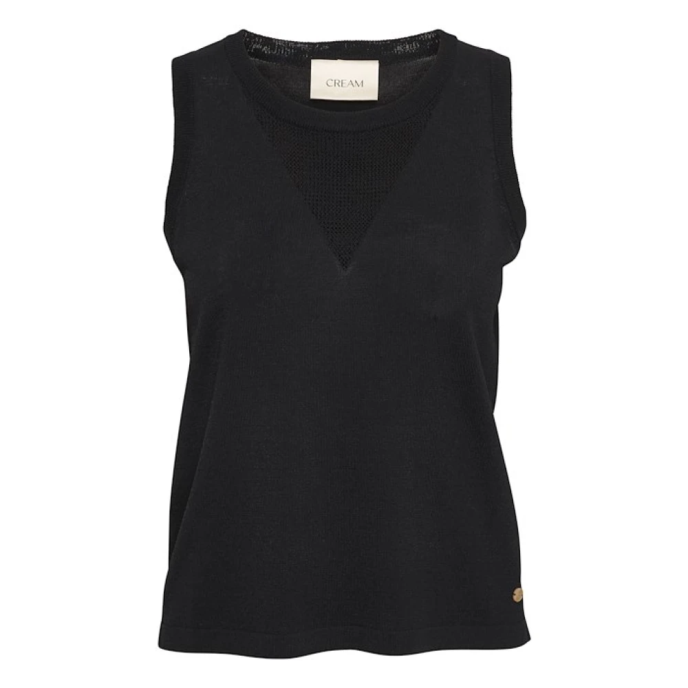 Svart Strikket Topp med Mesh | Cream | Dame | Miinto.no