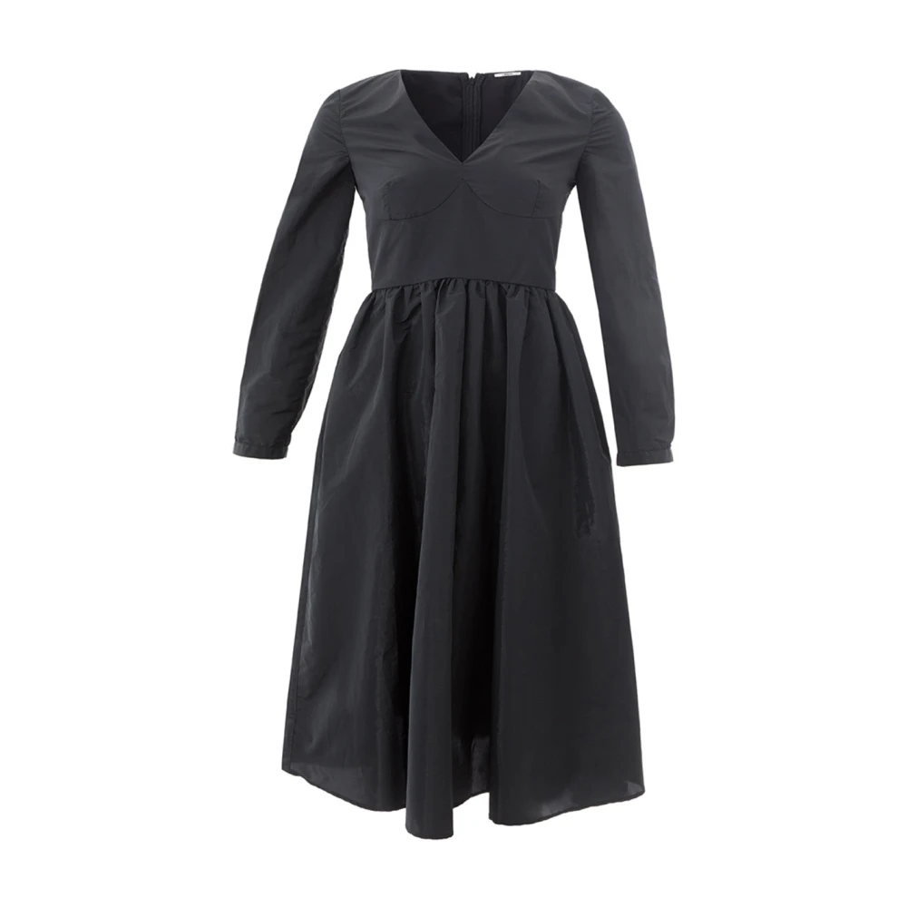 Sort V-Hals Lang Kjole, 100% Ægte | Lardini | Midi Kjoler | Miinto.dk