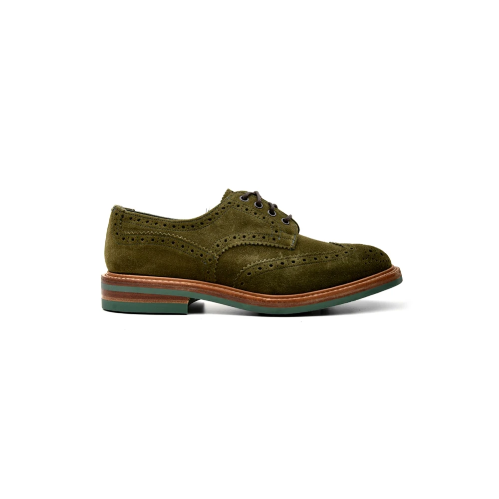 Tricker's Groene Suède Platte Schoenen Green Heren - Schoenen.nl