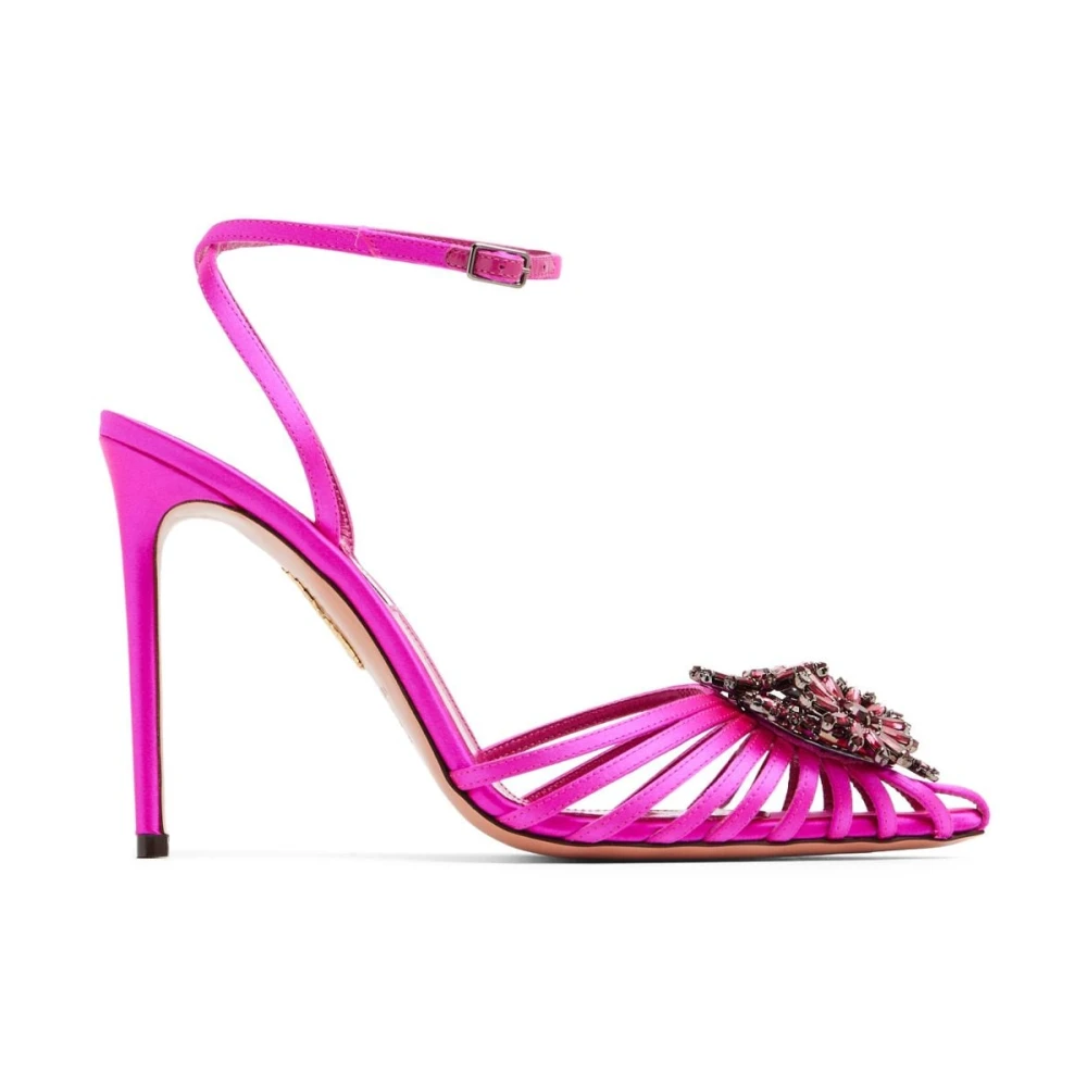Satin Fuchsia Blommiga Sandaler | Aquazzura | Pumps | Miinto.se