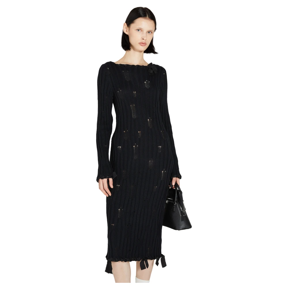 Slidt Strik Kjole med Flettede Kanter | MM6 Maison Margiela | Midi ...